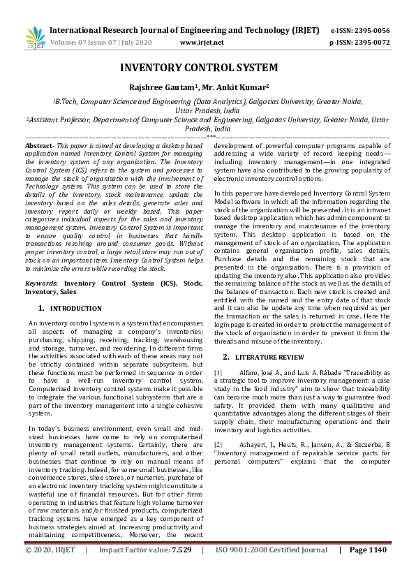 (PDF) INVENTORY CONTROL SYSTEM