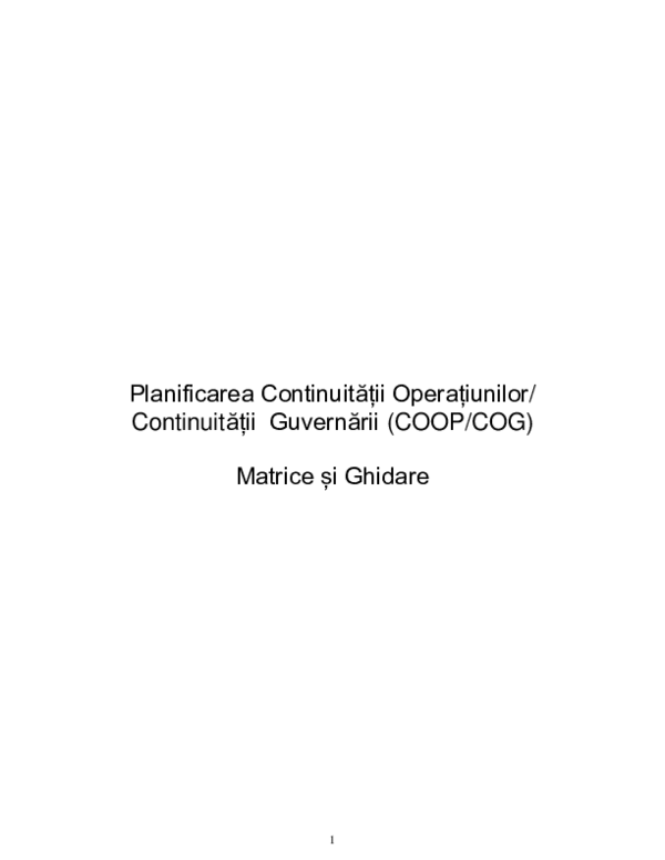 (PDF) Planificarea Continuității Operațiunilor/ Continuității ...