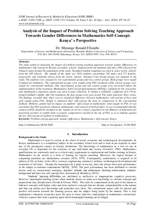 (PDF) Analysis of the Impact of Problem Solving Teaching Approach ...