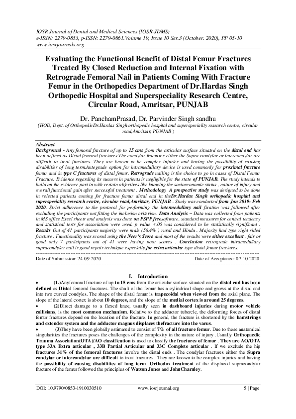 (PDF) Evaluating the Functional Benefit of Distal Femur Fractures ...