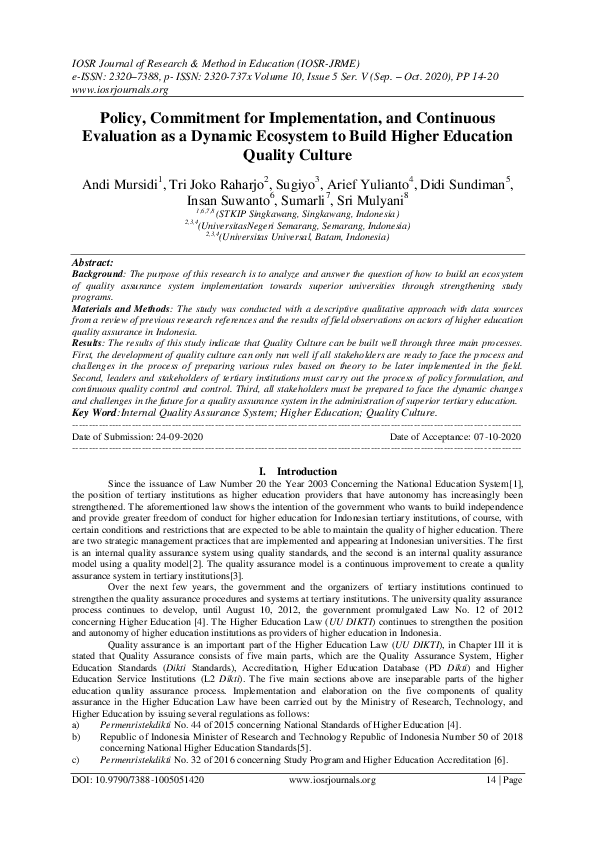 (PDF) Policy, Commitment for Implementation, and Continuous Evaluation ...