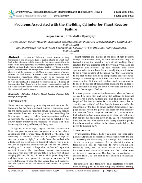 (PDF) IRJET- Problems Associated with the Sheilding Cylinder for Shunt ...