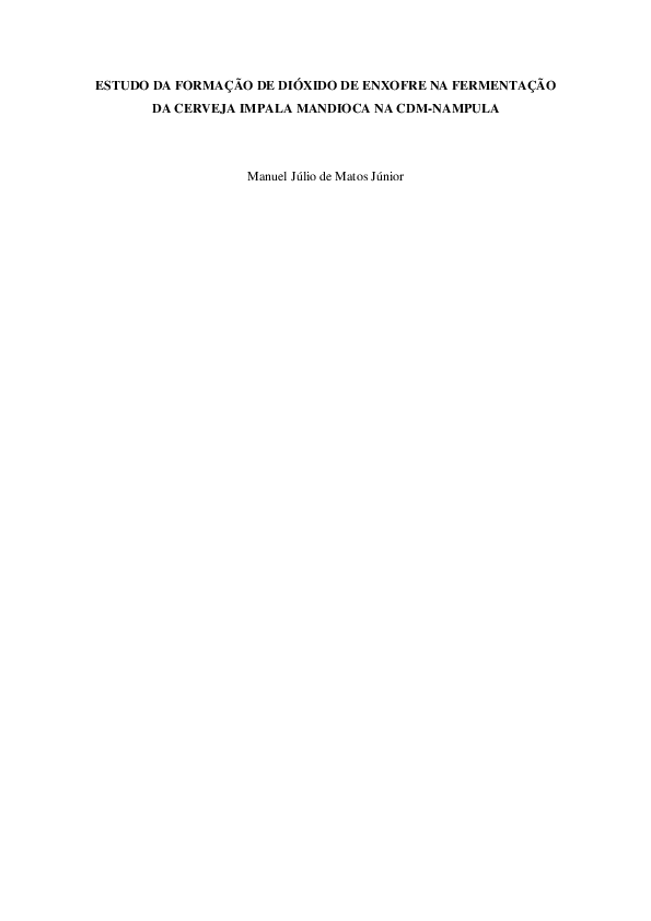 (PDF) ESTUDO DA FORMAÇÃO DE DIÓXIDO DE ENXOFRE NA FERMENTAÇÃO DA ...