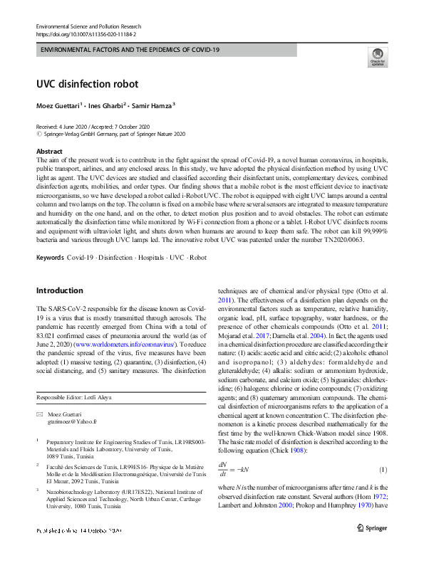 (PDF) UVC disinfection robot