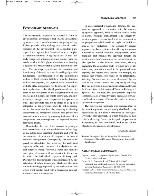 (PDF) Ecosystemic Approach