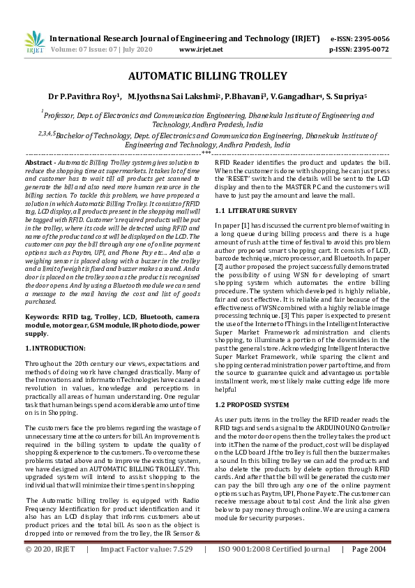 (PDF) IRJET-Automatic Billing Trolley