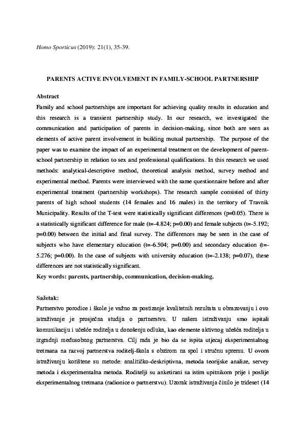 (PDF) PARENTS ACTIVE INVOLVEMENT IN FAMILY-SCHOOL PARTNERSHIP