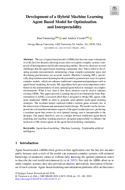 (PDF) Development of a Hybrid Machine Learning Agent Based Model for Optimization and ...