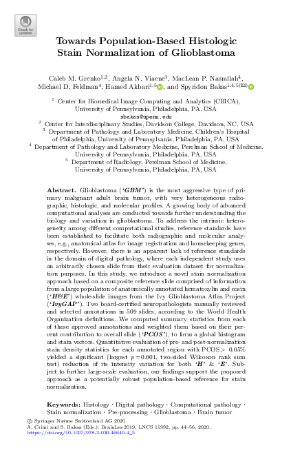 (PDF) Towards Population-Based Histologic Stain Normalization of Glioblastoma | Caleb Grenko ...