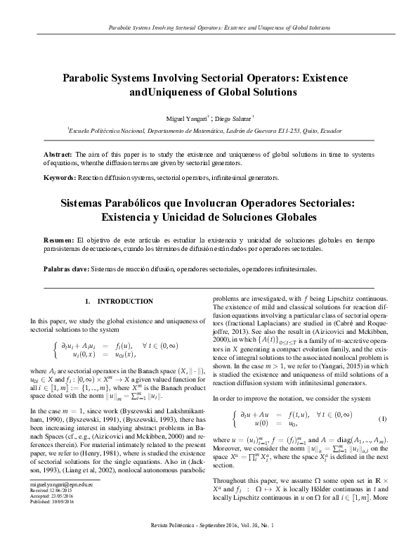 (PDF) Parabolic Systems Involving Sectorial Operators: Existence and Uniqueness of Global Solutions