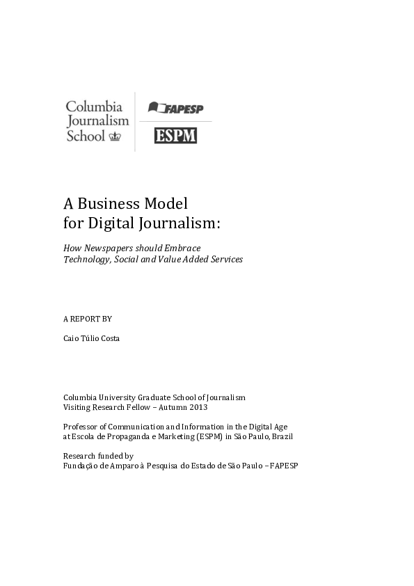 (PDF) A Business Model for Digital!Journalism