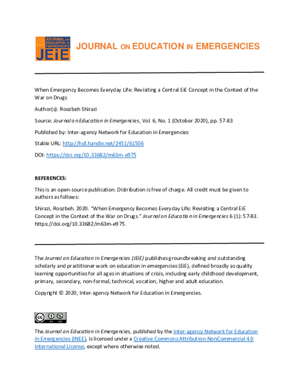 (PDF) When Emergency Becomes Everyday Life: Revisiting a Central EiE ...