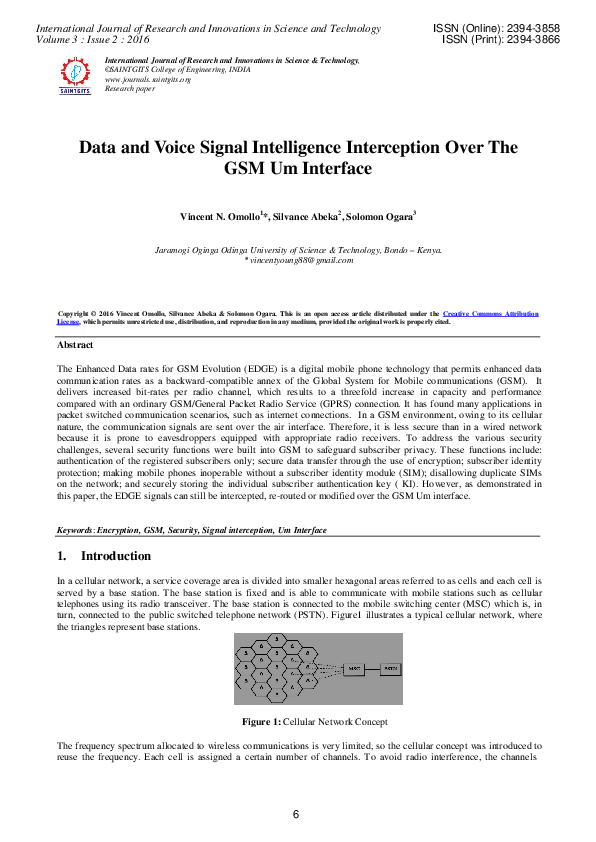 (PDF) Data and Voice Signal Intelligence Interception Over The GSM Um ...