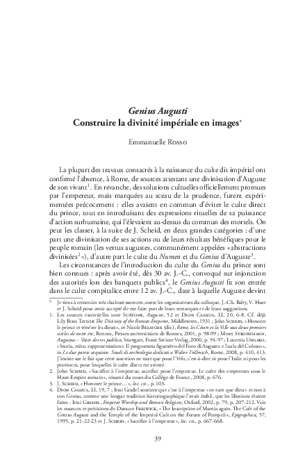 (PDF) « Genius Augusti. Construire la divinité impériale en images ...