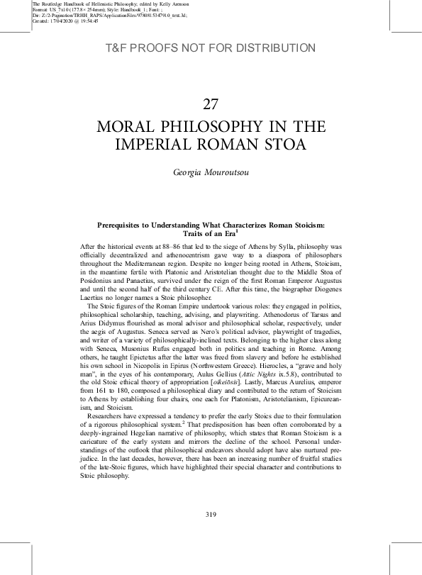 (PDF) Moral Philosophy in Imperial Roman Stoicism