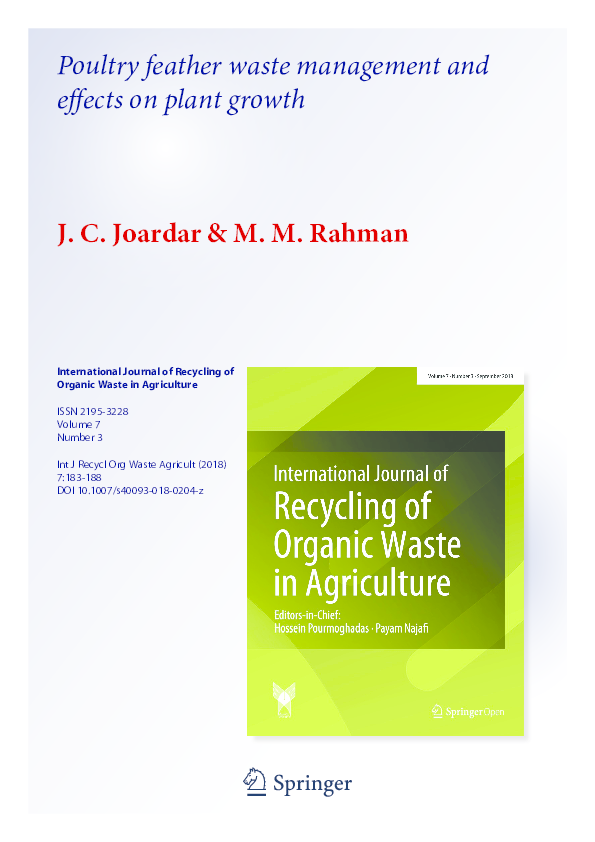 (PDF) Poultry feather waste management and effects on plant growth