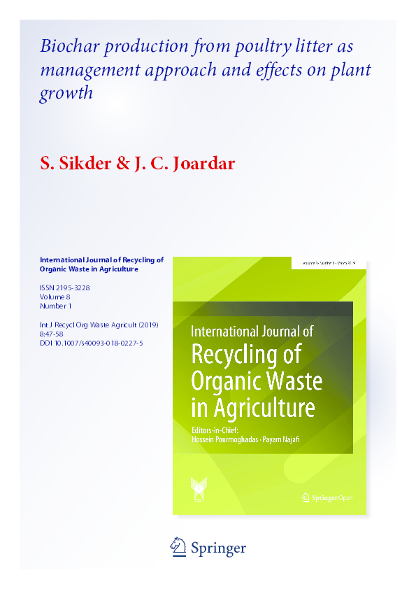 (PDF) Biochar production from poultry litter as management approach and ...