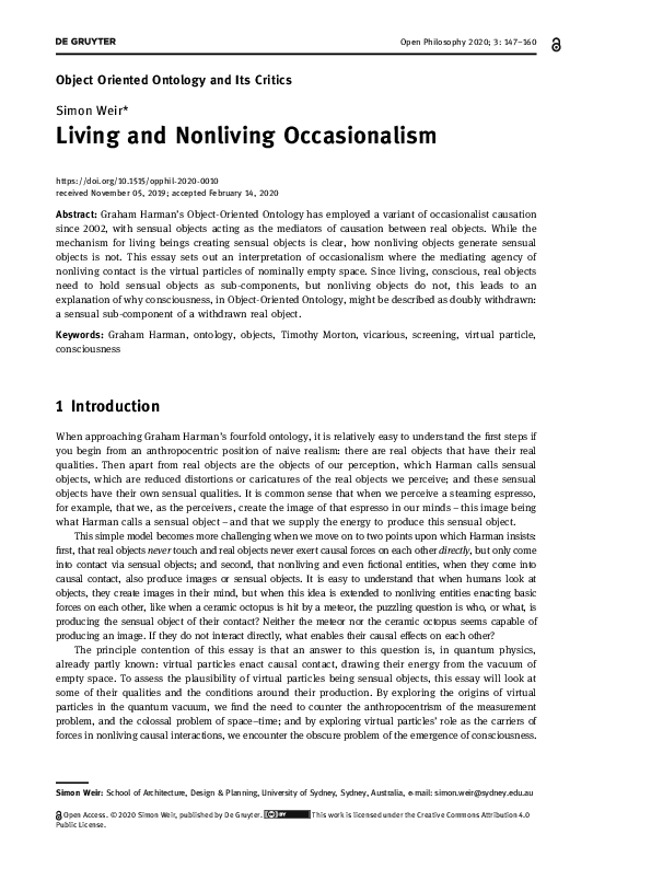 (PDF) Living and Nonliving Occasionalism