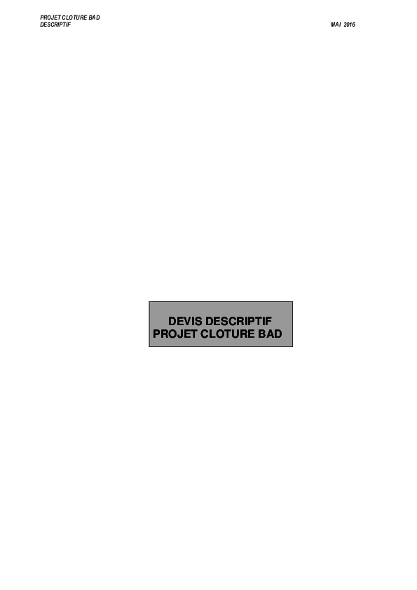 (PDF) DEVIS DESCRIPTIF PROJET CLOTURE BAD OBJET DU PRESENT DEVIS DESCRIPTIF