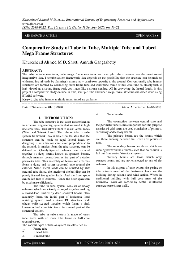 (PDF) Comparative Study of Tube in Tube, Multiple Tube and Tubed Mega ...