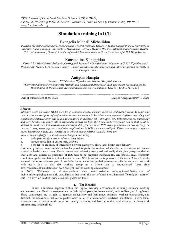 (PDF) Simulation training in ICU