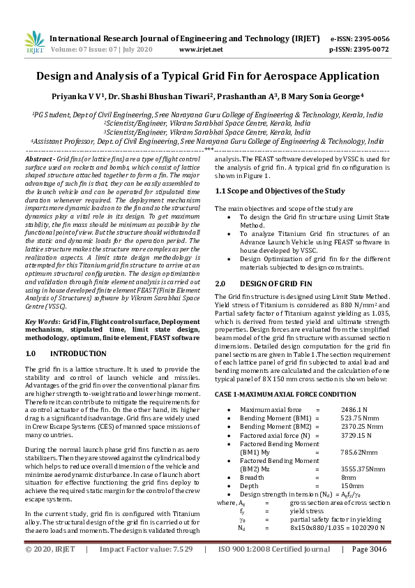 (PDF) IRJET- Design and Analysis of a Typical Grid Fin for Aerospace ...