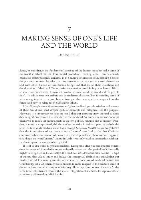 (PDF) Making Sense of One's Life and the World