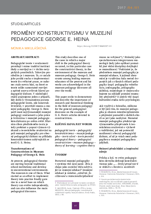 (PDF) Transformations of constructivism in museum pedagogy of George E ...