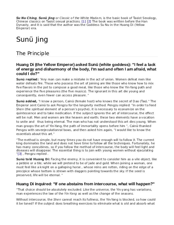 (PDF) Sunü Jing (Su Nü Jing, Su Nu Jing, Su Nu Ching or Counsel of the ...