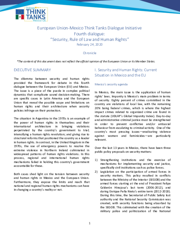(PDF) European Union-Mexico Think Tanks Dialogue Initiative Fourth ...