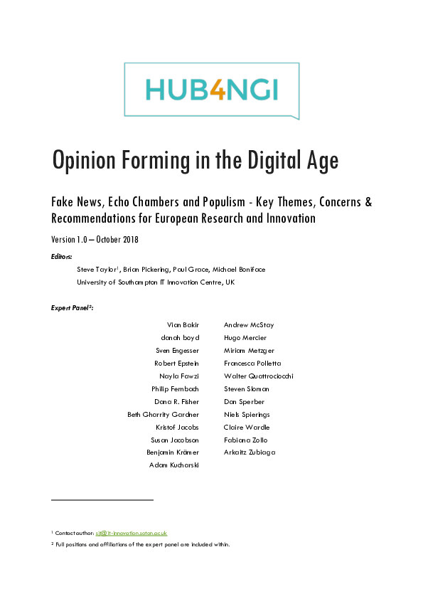 (PDF) Opinion Forming in the Digital Age: Fake News, Echo Chambers and ...