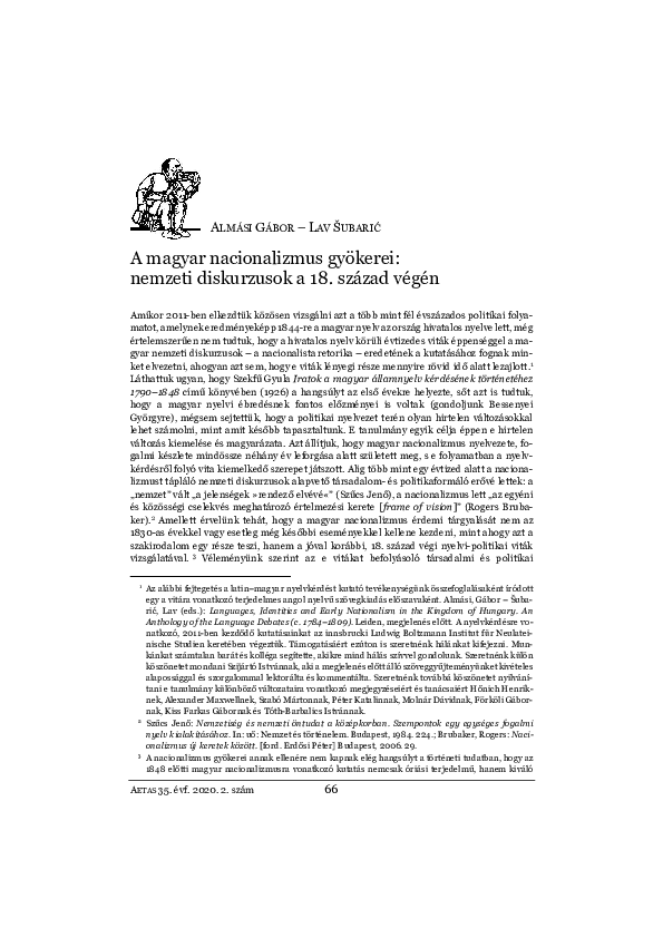 (PDF) Almási Gábor, Lav Šubarić: ‘A magyar nacionalizmus gyökerei ...