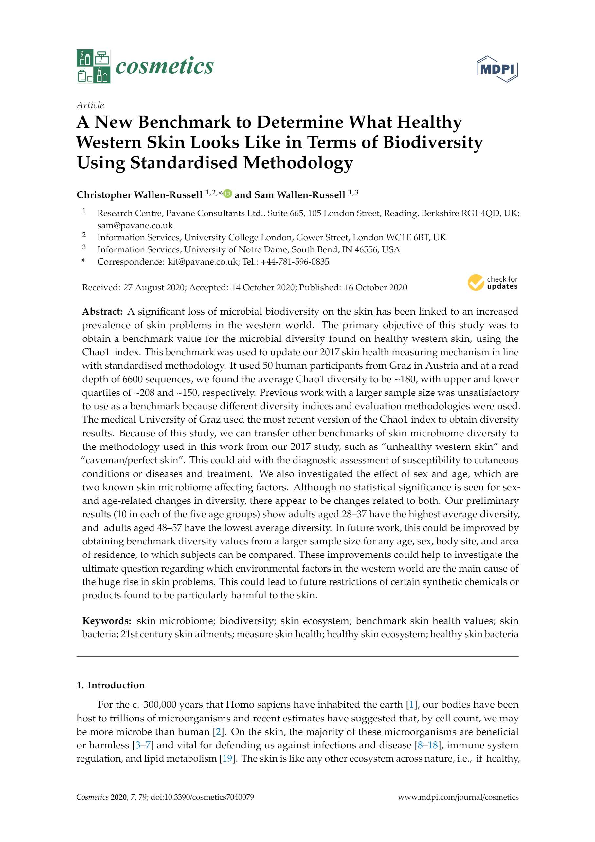 (PDF) A New Benchmark to Determine What Healthy Western Skin Looks Like ...