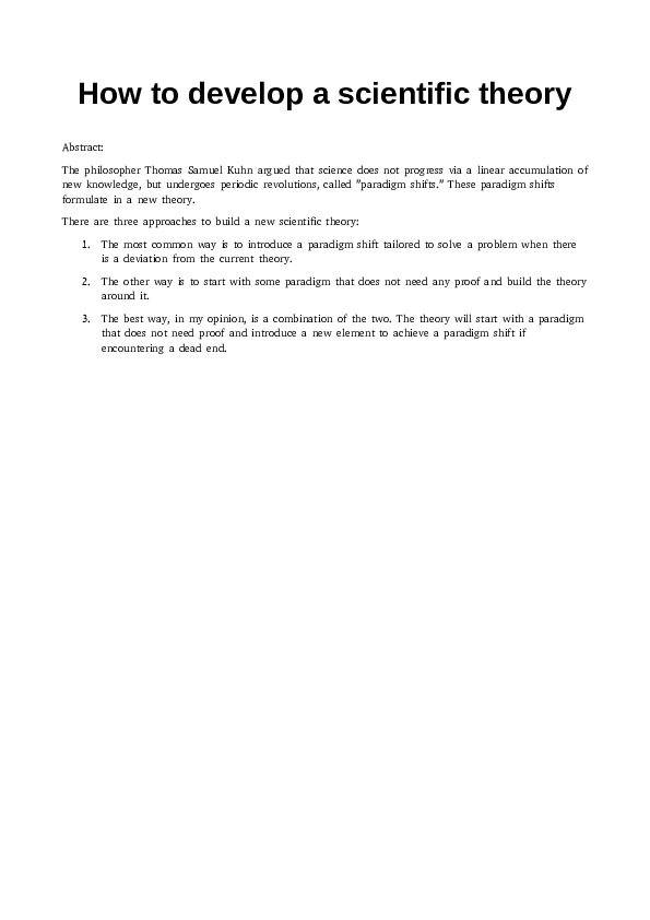 (PDF) How to develop a scientific theory | Yoram Har-Lev - Academia.edu