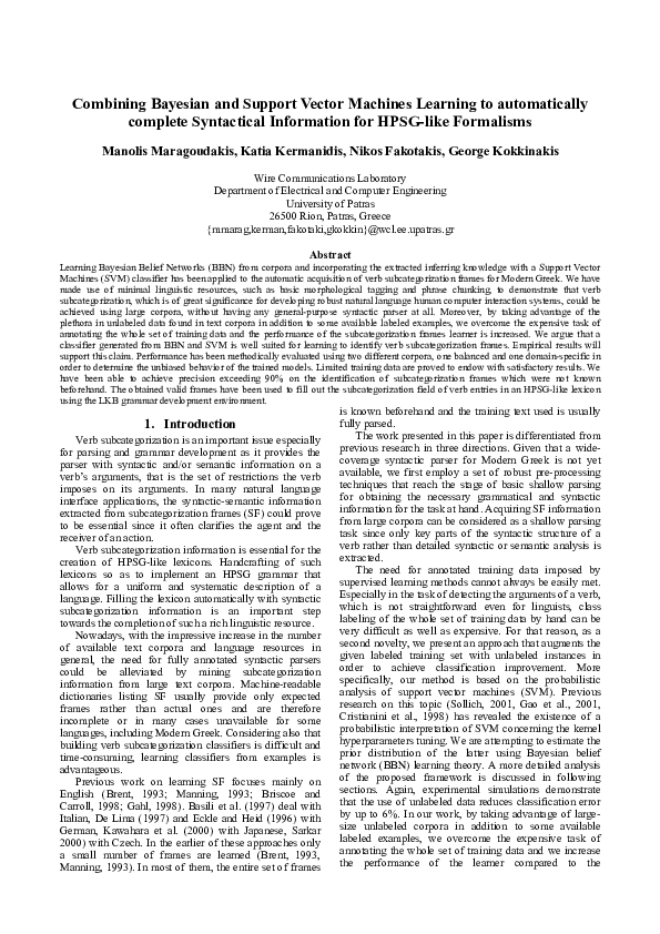 (PDF) Combining Bayesian and Support Vector Machines Learning to automatically complete ...