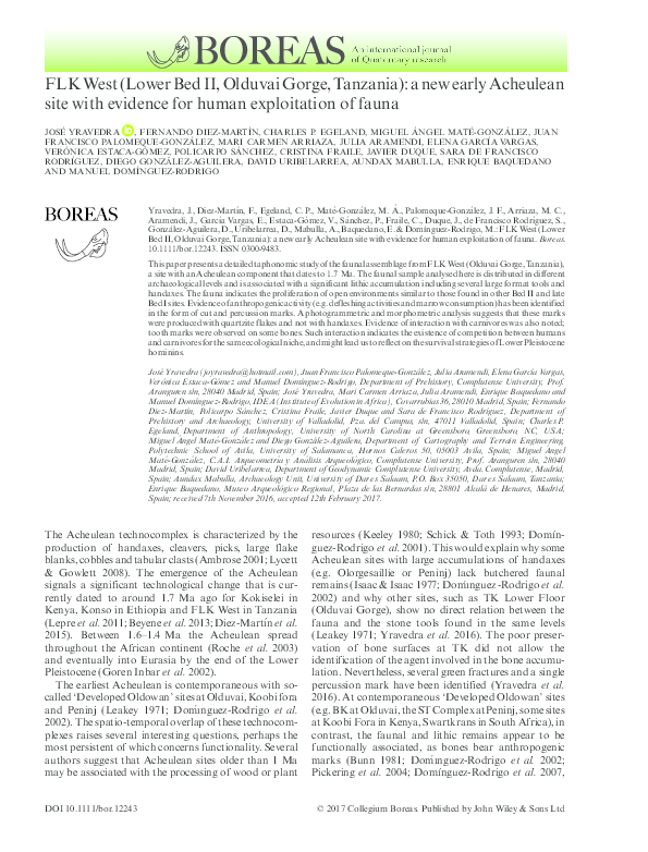 (PDF) New excavations in the MNK Skull site, and the last appearance of ...