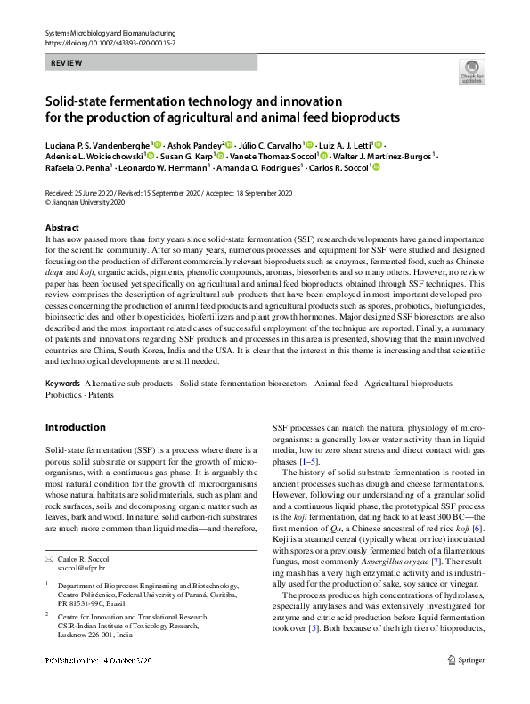 (PDF) Solid-state fermentation technology and innovation for the ...
