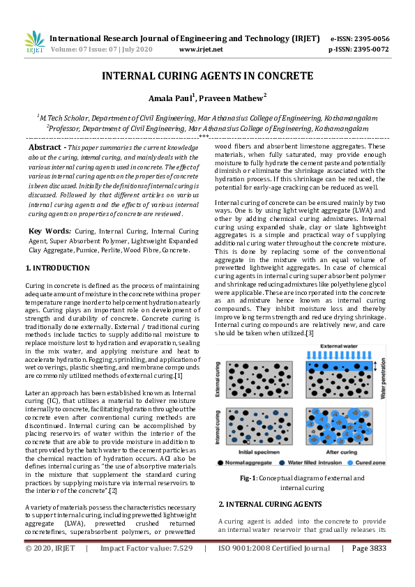 (PDF) IRJET- INTERNAL CURING AGENTS IN CONCRETE