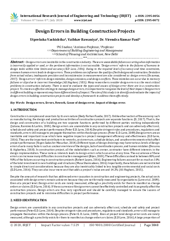 (PDF) IRJET- Design Errors in Building Construction Projects
