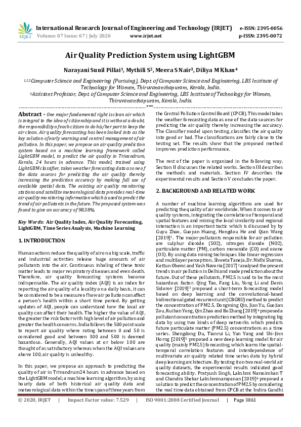 (PDF) IRJET- Air Quality Prediction System using LightGBM