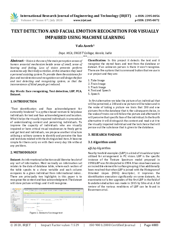 (PDF) IRJET-Text Detection and Facial Emotion Recognition for Visually ...