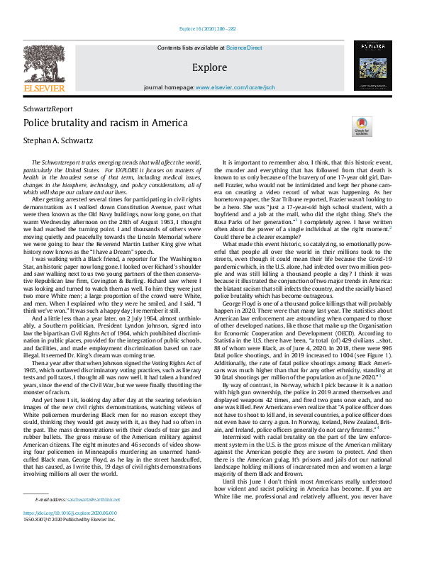 (PDF) Police brutality and racism in America
