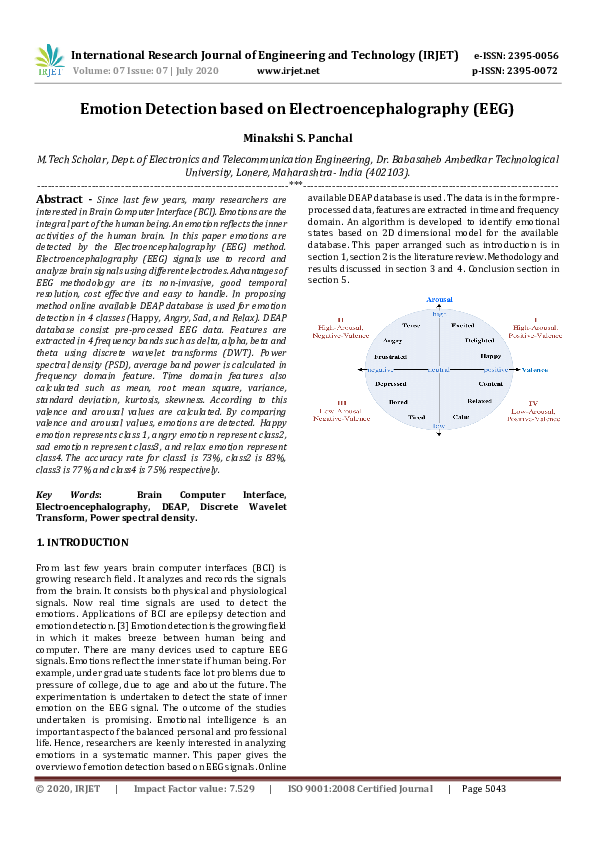 (PDF) IRJET-Emotion Detection based on Electroencephalography (EEG)