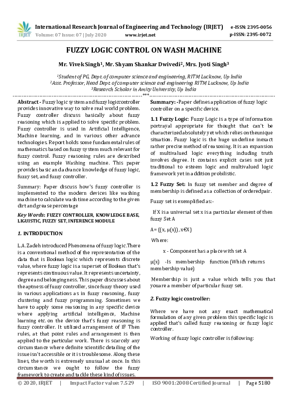 (PDF) IRJET- FUZZY LOGIC CONTROL ON WASH MACHINE