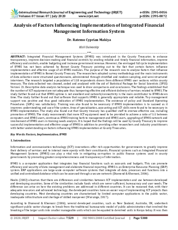 (PDF) IRJET- Analysis of Factors Influencing Implementation of ...