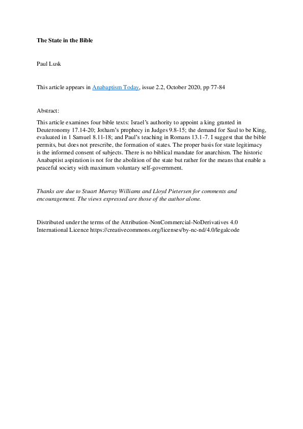 (PDF) The State in the Bible
