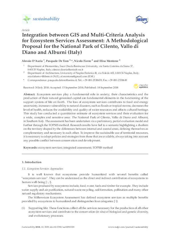 (PDF) Integration between GIS and Multi-Criteria Analysis for Ecosystem ...