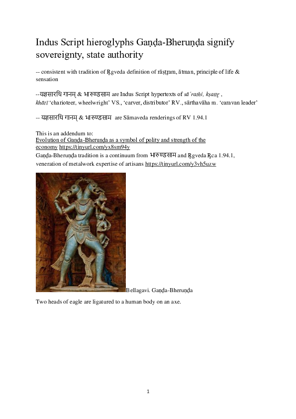 (PDF) Indus Script hieroglyphs Ganda Bherunda signify sovereignty state ...