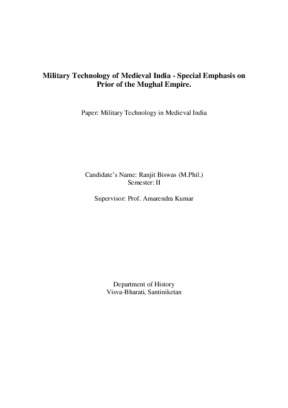 (PDF) Military Technology of Medieval India -Special Emphasis on Prior ...