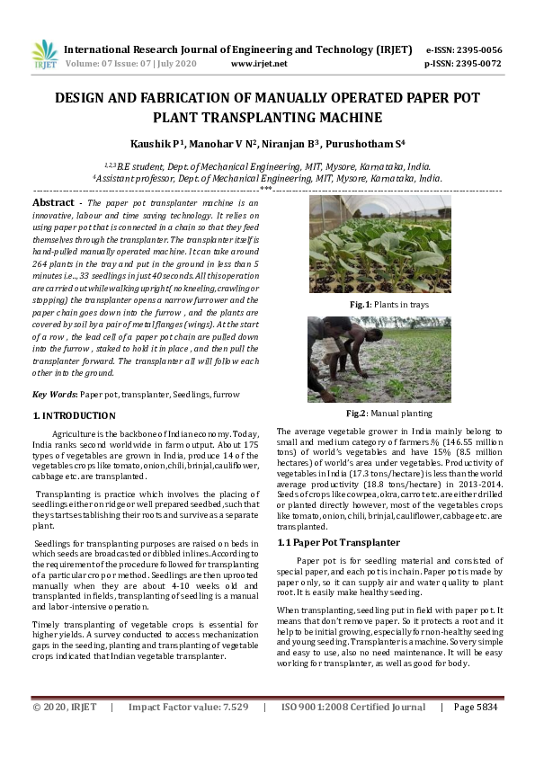 (PDF) IRJET-Design and Fabrication of Manually Operated Paper Pot Plant ...